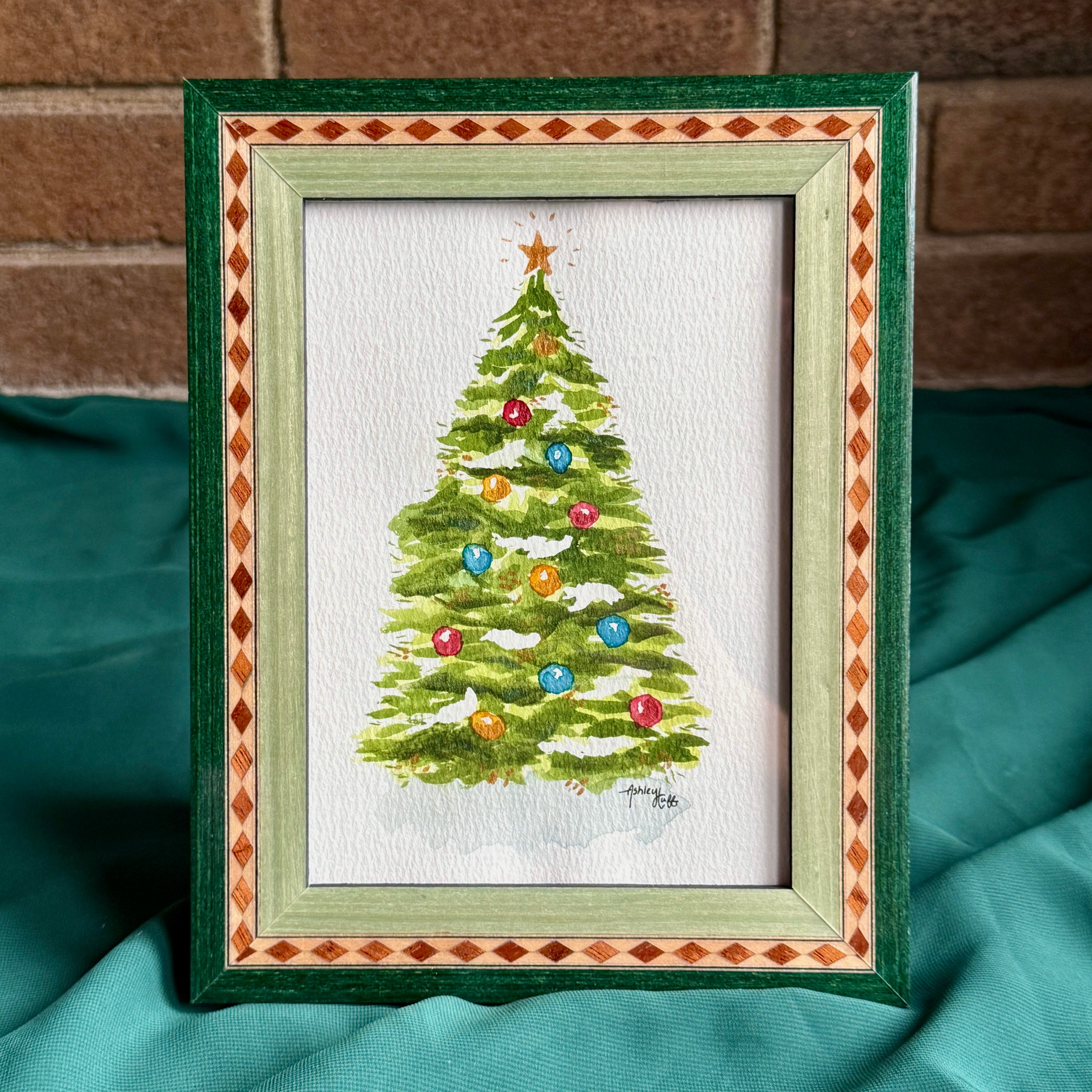 A Holly Jolly Christmas Watercolor | 5x7 | Vintage Inspired Frame ...